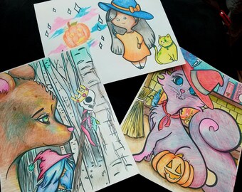 Cutesy Spooky Halloween Coloring Pages A Boo-tiful Way to - Etsy