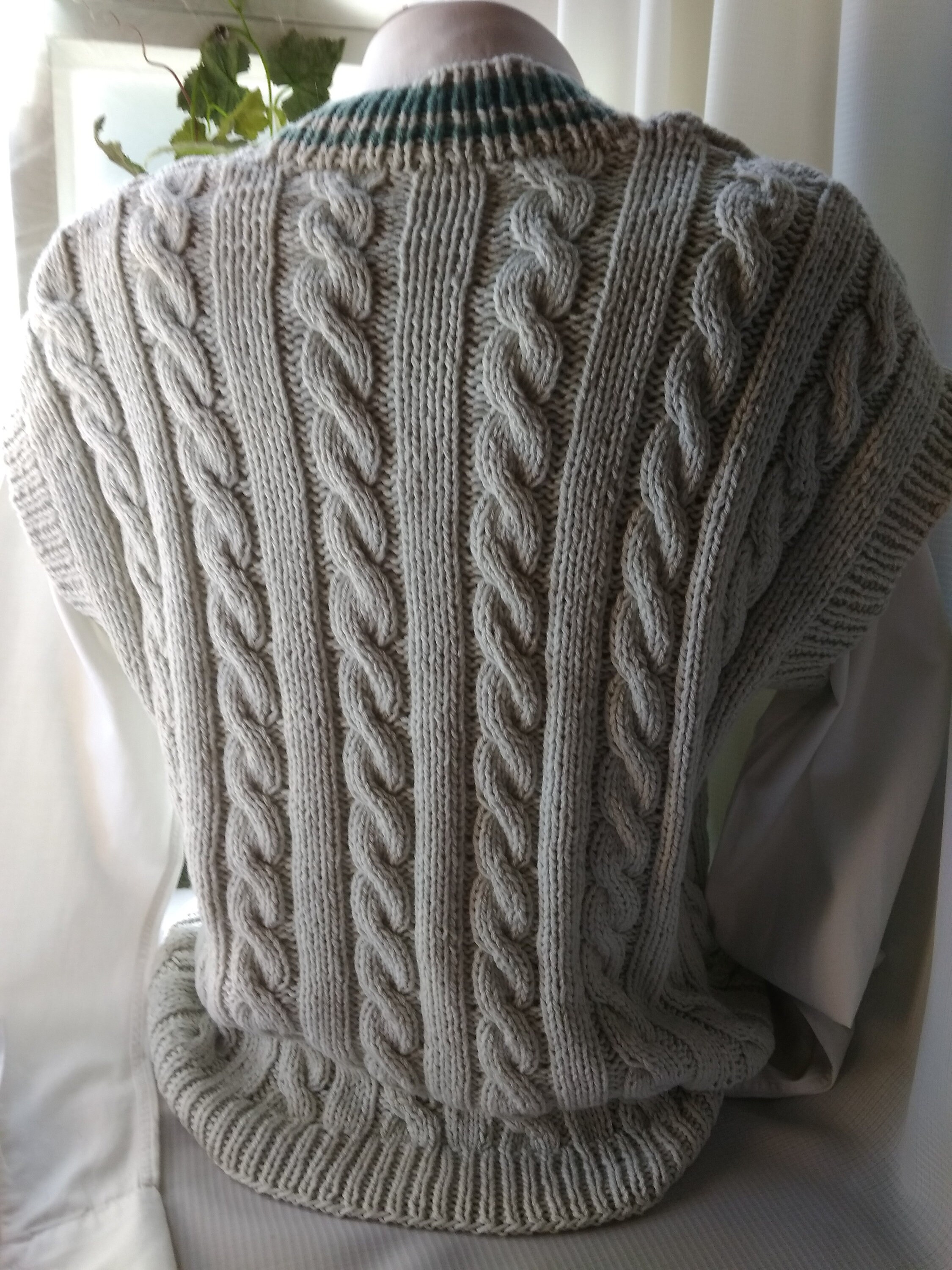 Hand Knit Vest Sweater Office Outfit Merino Yarn Gender Neutral V Neck ...