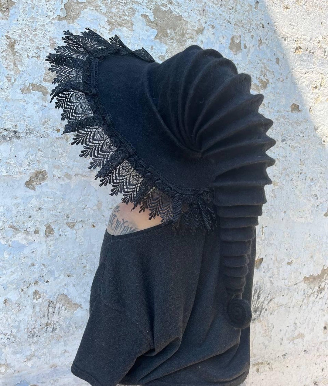 Witch Hat, Wizard Hat. Felt Hat Black Felted Wool Hat Halloween Costume ...