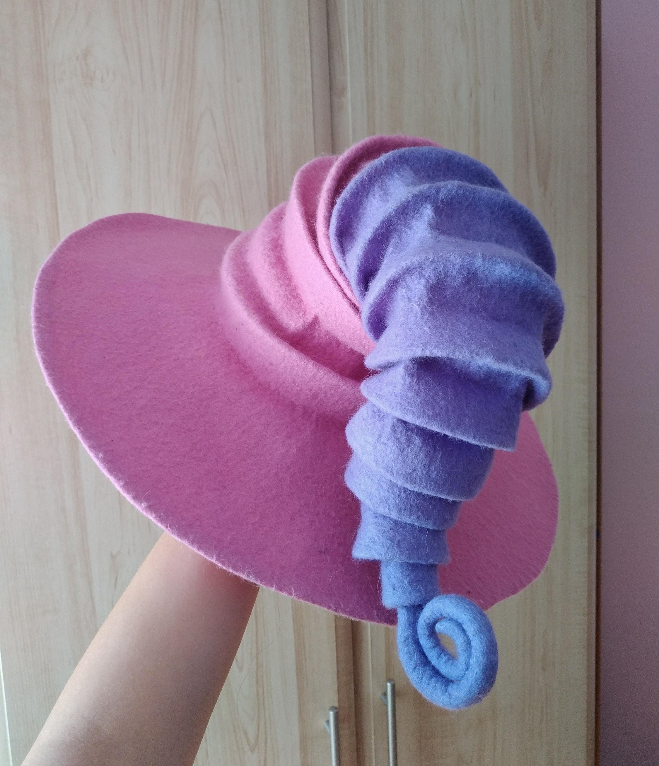 Witch Hat Wizard Hat,felt Hat Pink,felted Hat From Wool Halloween ...