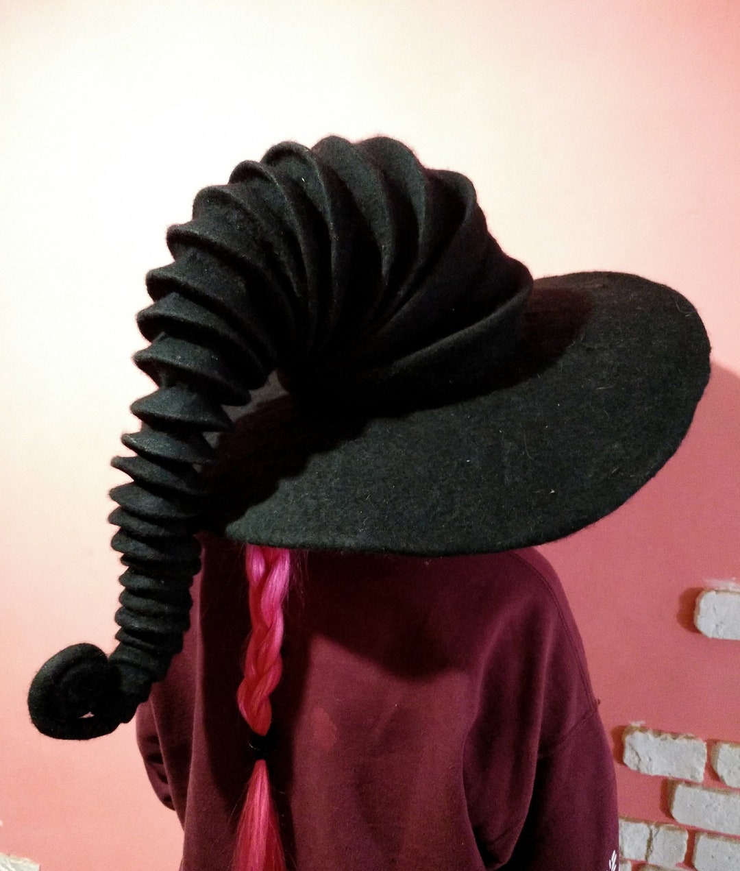 Witch Hat Wizard Hat, . Felt Hat Black, Felted Hat From Wool Halloween ...