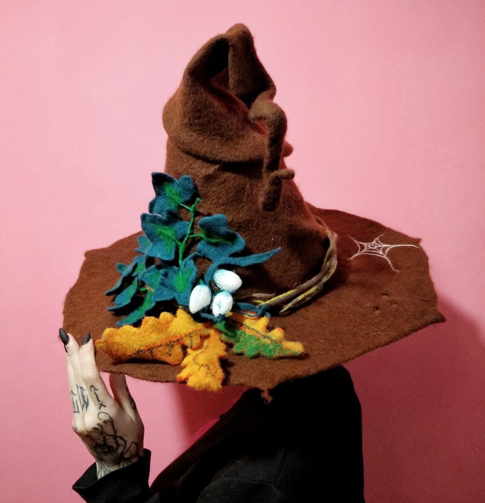 Witch Hat Wizard Hat . Felt Hat Brown Felted Hat From Wool - Etsy