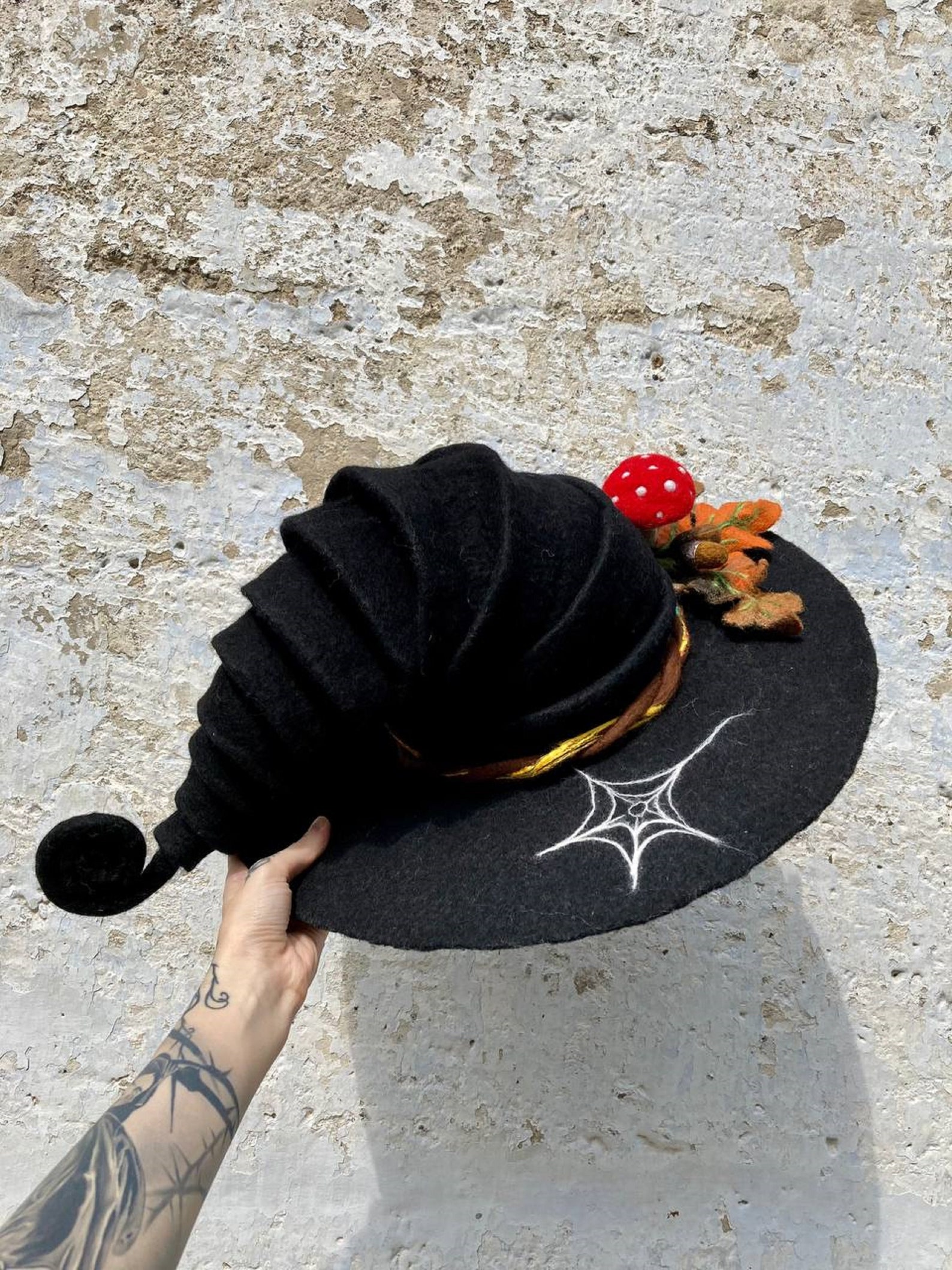 Forester Hat Spider Web Mushroom Hat Black Fedora Hat | Etsy