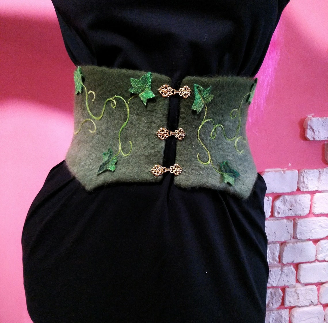 Wool Belt Corset Felted Corset Ivy Witch Belt Green Belt - Etsy
