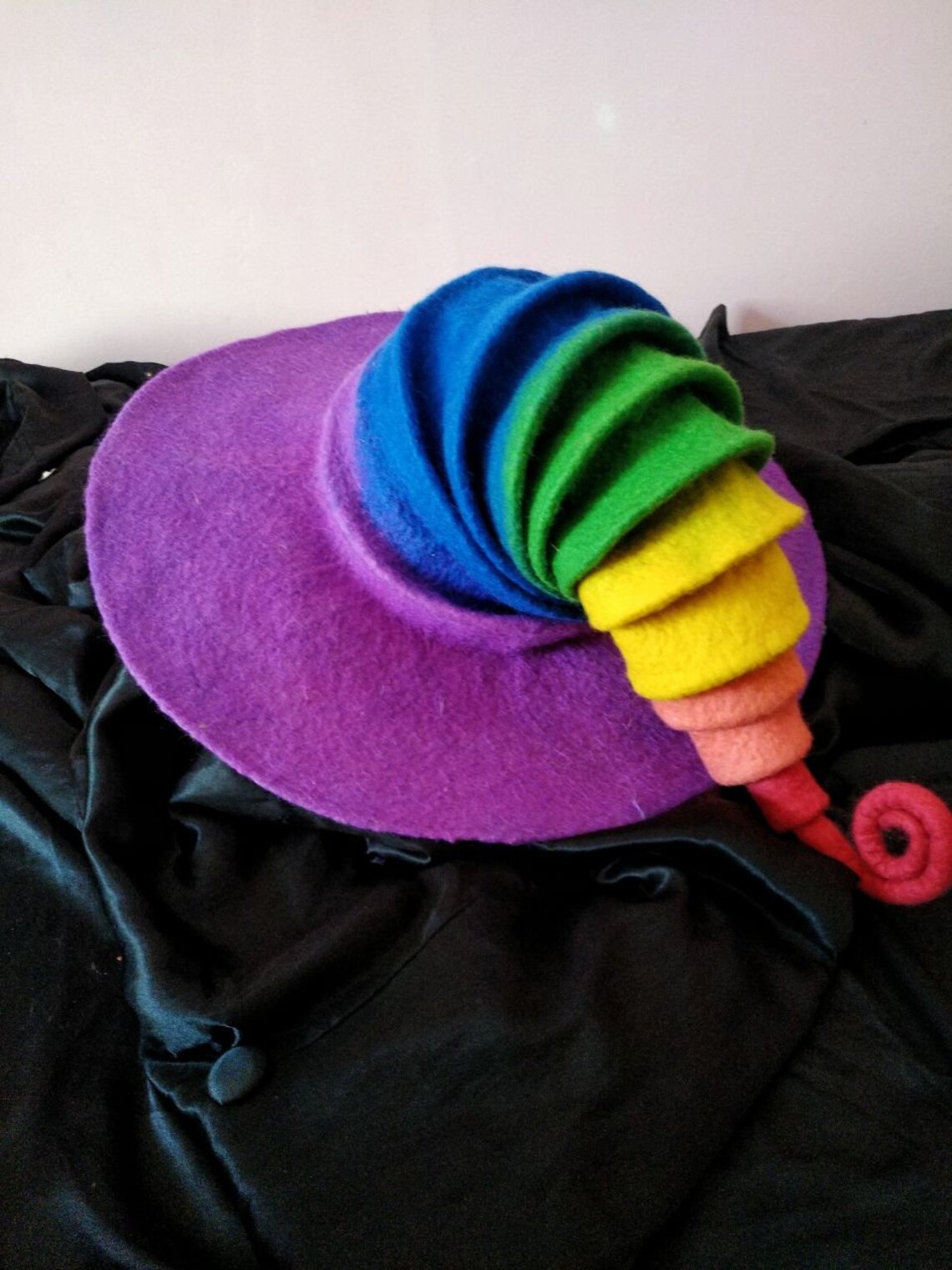 Witch Hat Wizard Hat,felt Rainbow Hat,felted Hat From Wool Halloween ...