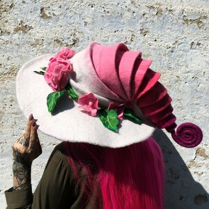 Witch Hat Wizard Hat, Wool Flower Hat Halloween Costume, Spring Hat ...