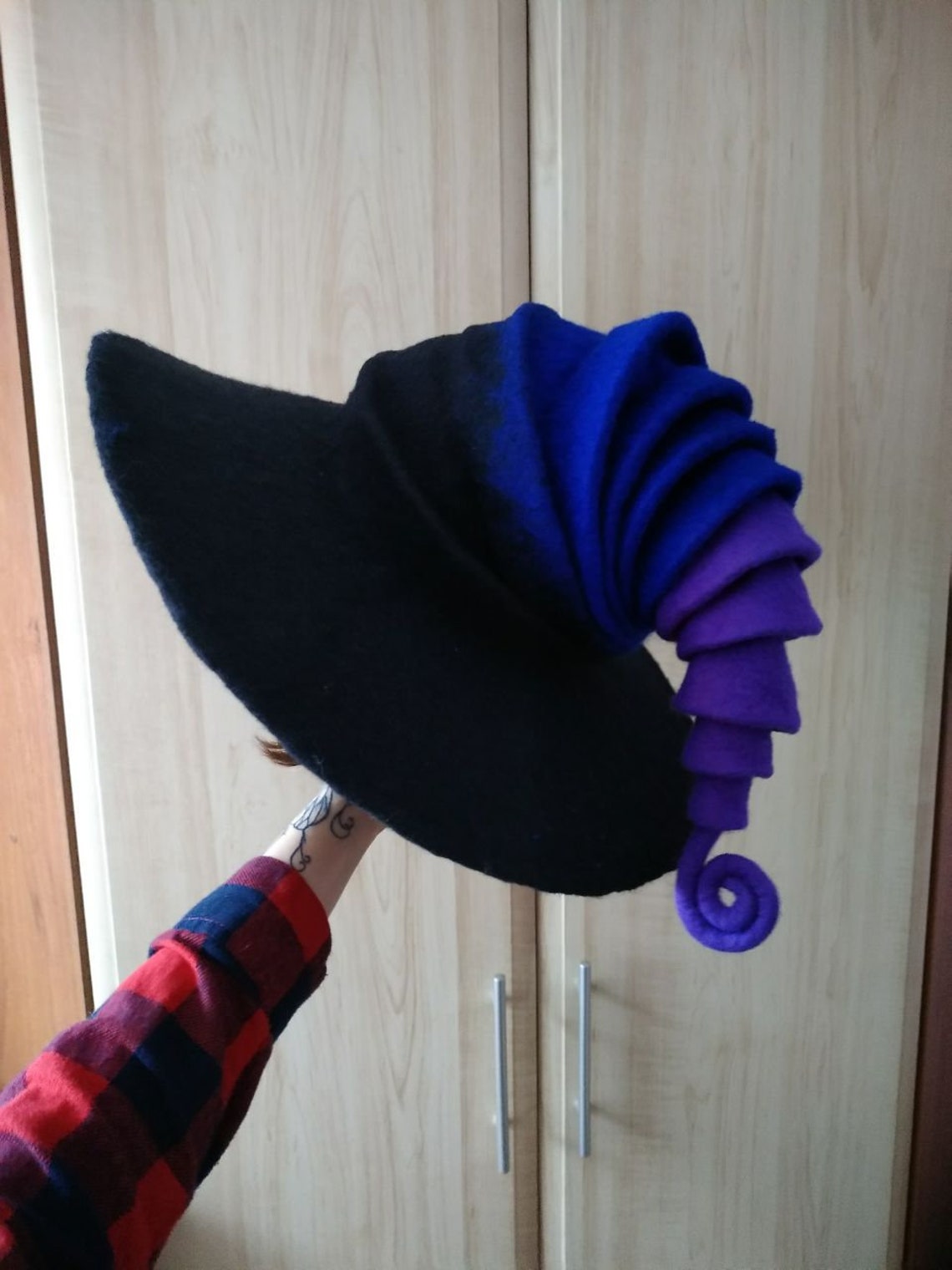 Witch Hat Wizard Hat,felt Hat Blackpurple,felted Hat From Wool ...