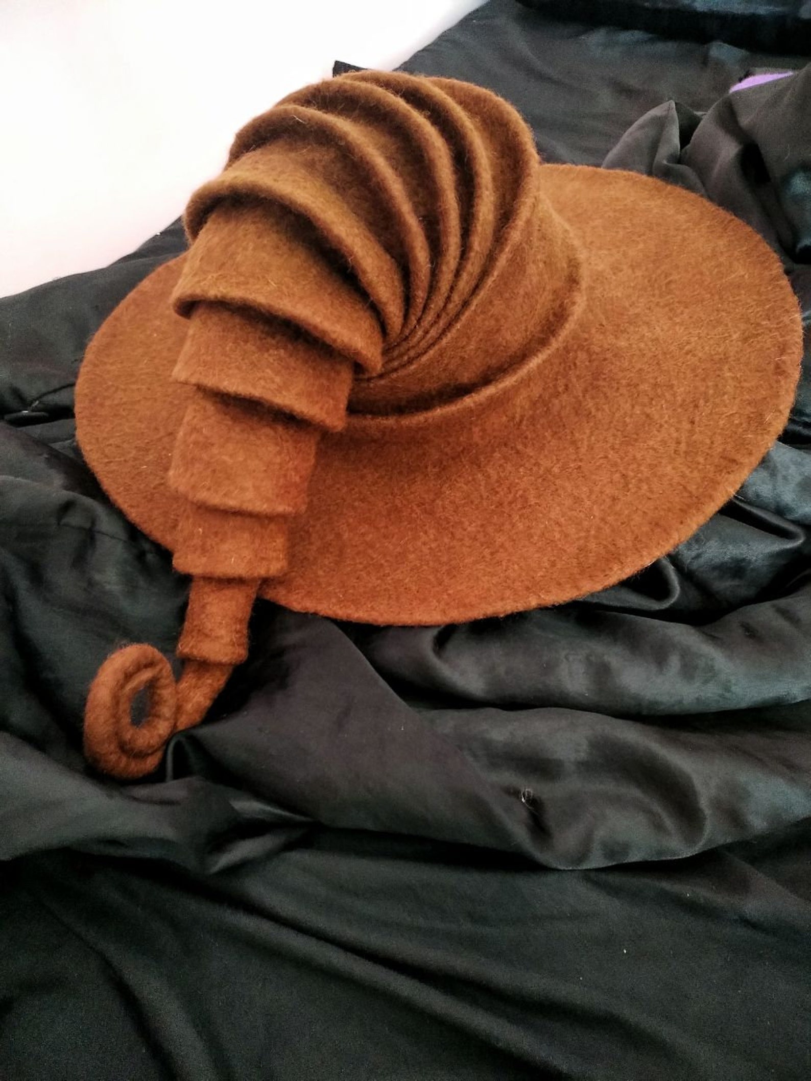 Witch Hat Wizard Hat . Felt Hat Brown Felted Hat From Wool - Etsy