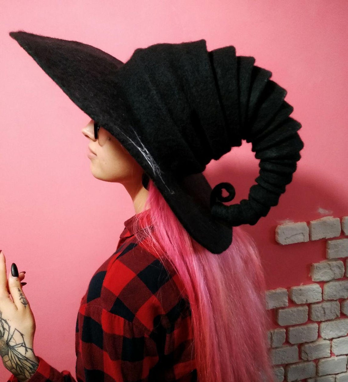 Witch Hat Wizard Hat . Felt Hat Black Felted Hat From Wool - Etsy