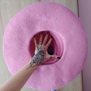 Witch Hat Wizard Hat,felt Hat Pink,felted Hat From Wool Halloween ...