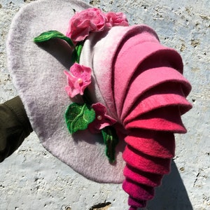 Witch Hat Wizard Hat, Wool Flower Hat Halloween Costume, Spring Hat ...