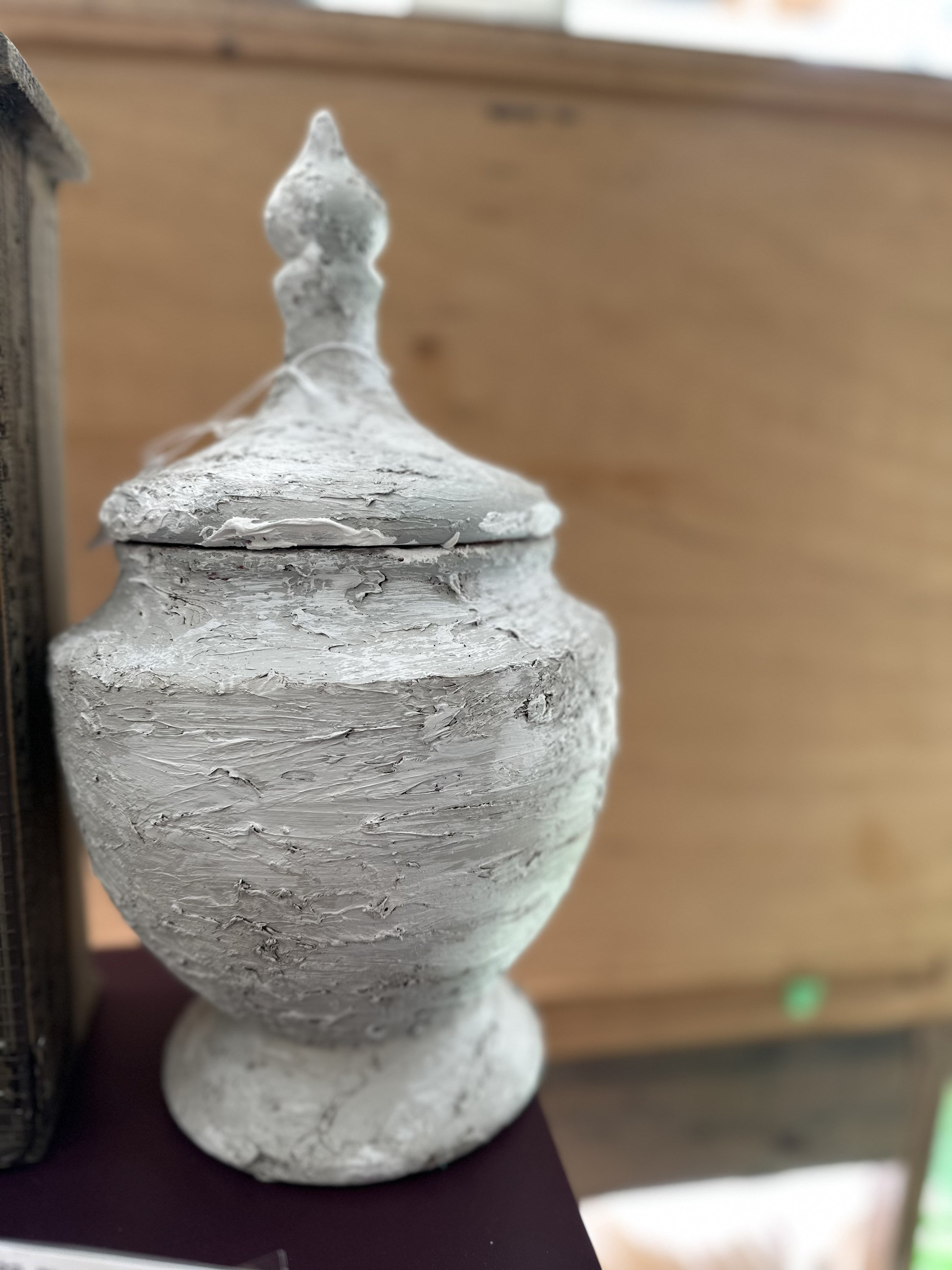 White Grey Aged Rustic Vase 14'' Tall Artisan Urn Hand - Etsy