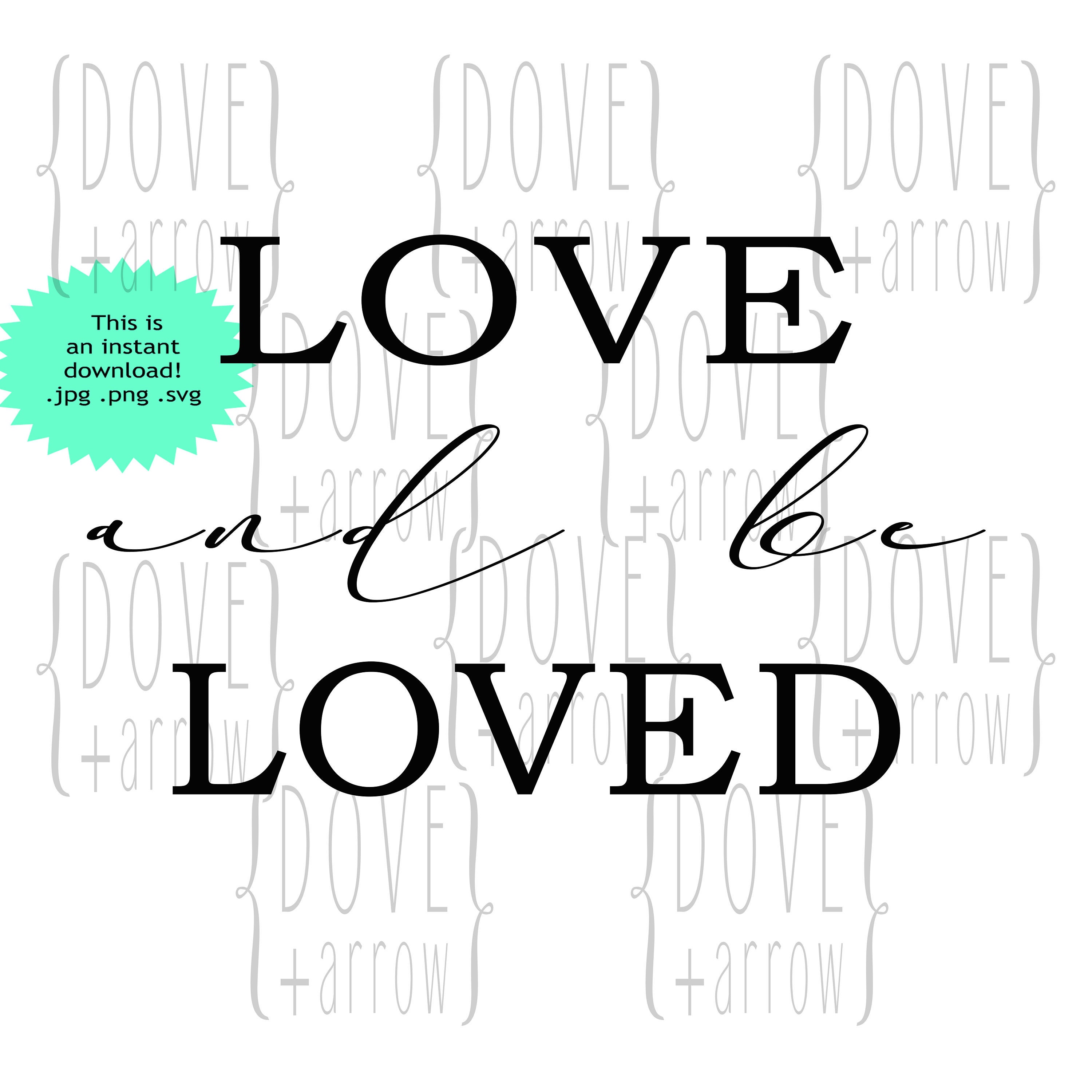 Love and Be Loved Wedding Words SVG Cut File, JPG, DXF for Cameo ...
