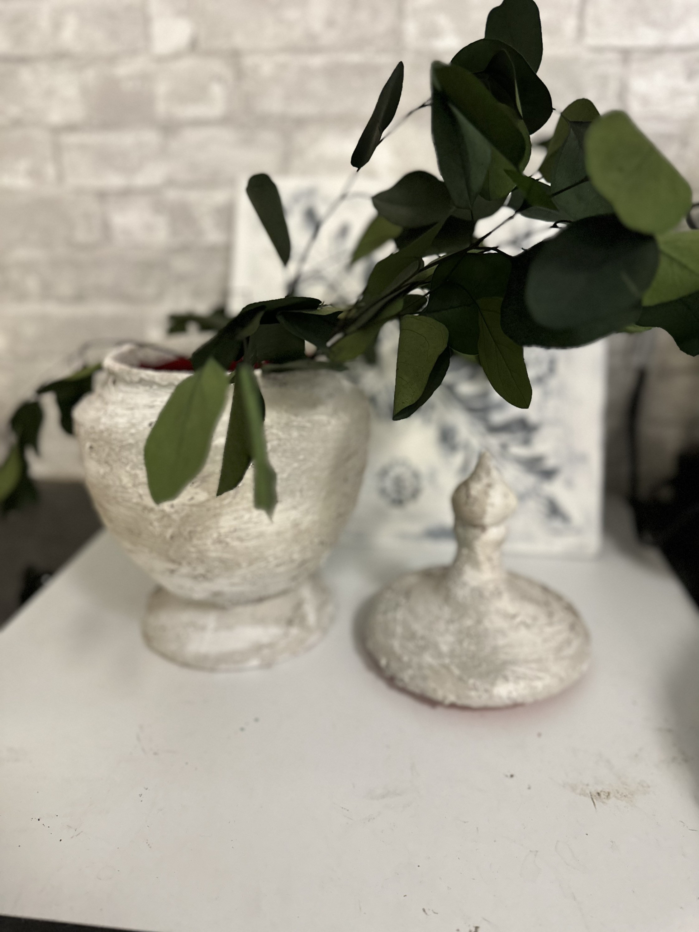 White Grey Aged Rustic Vase 14'' Tall Artisan Urn Hand - Etsy