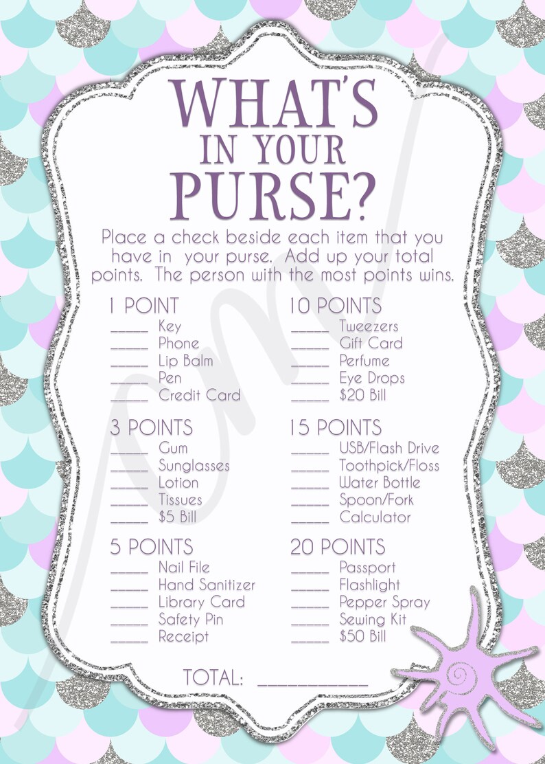 Instant Download Purple Mermaid Baby Shower GamesWhat's | Etsy