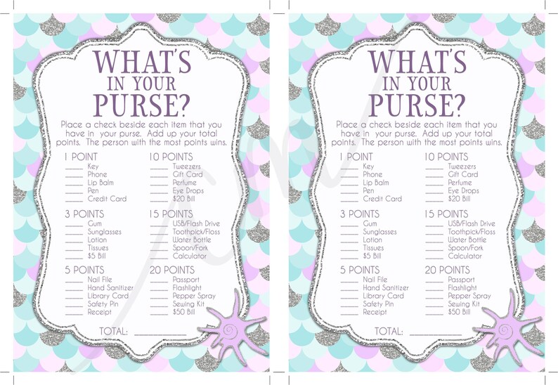Instant Download Purple Mermaid Baby Shower GamesWhat's | Etsy