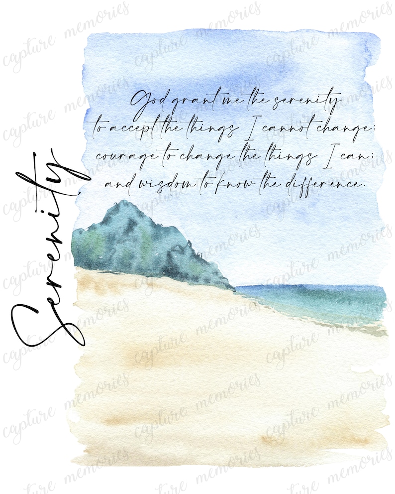 Serenity Prayer Printable: Ocean Watercolor Wall Art (digital Download ...
