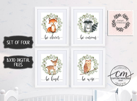 PRINTABLE, Woodland Nursery Art, Animals Nursery Prints, Deer, Owl, Fox ...