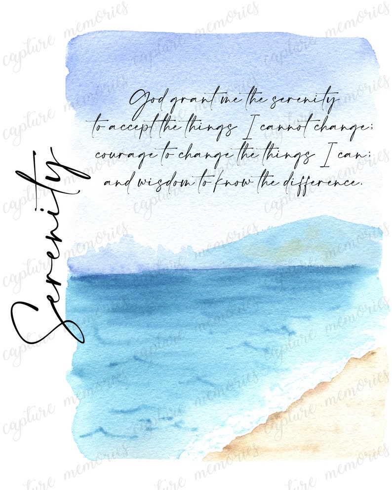 Serenity Prayer Printable: Ocean Watercolor Wall Art (digital Download ...