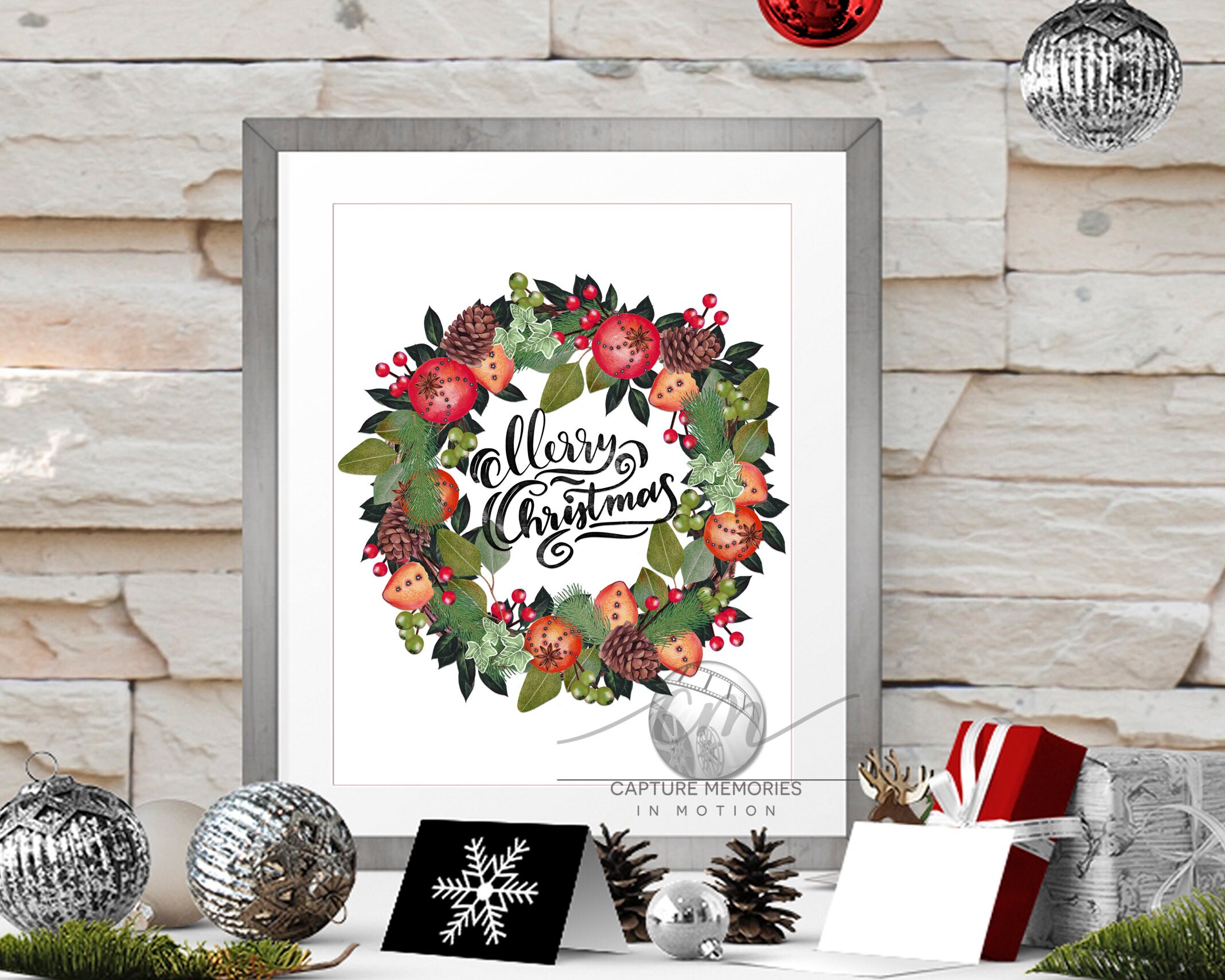 Christmas Wreath Printable Rustic Christmas Sign Rustic | Etsy