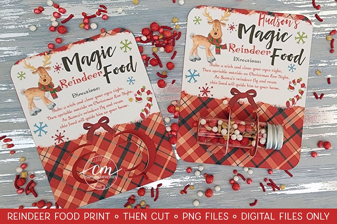 Reindeer Food Card, Reindeer Bait Printable Card, Reindeer Food Holder ...