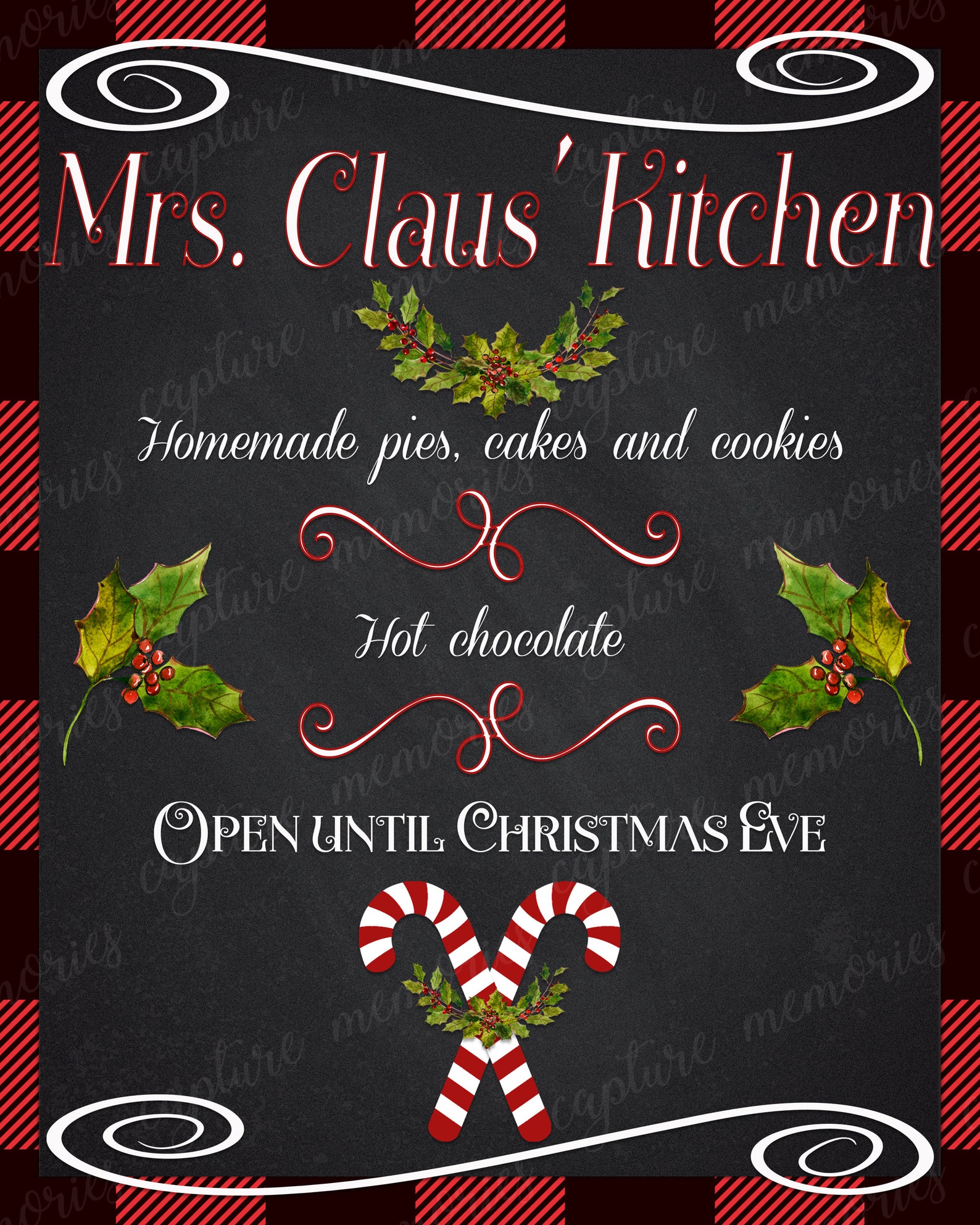 Buffalo Plaid Christmas Sign Mrs Claus Kitchen Sign - Etsy