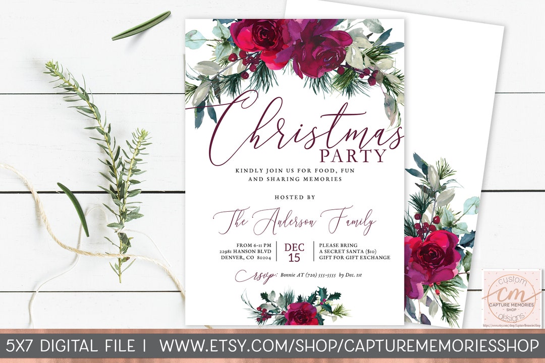 Christmas Party Invitation, Printable Holiday Party Invite, Christmas ...