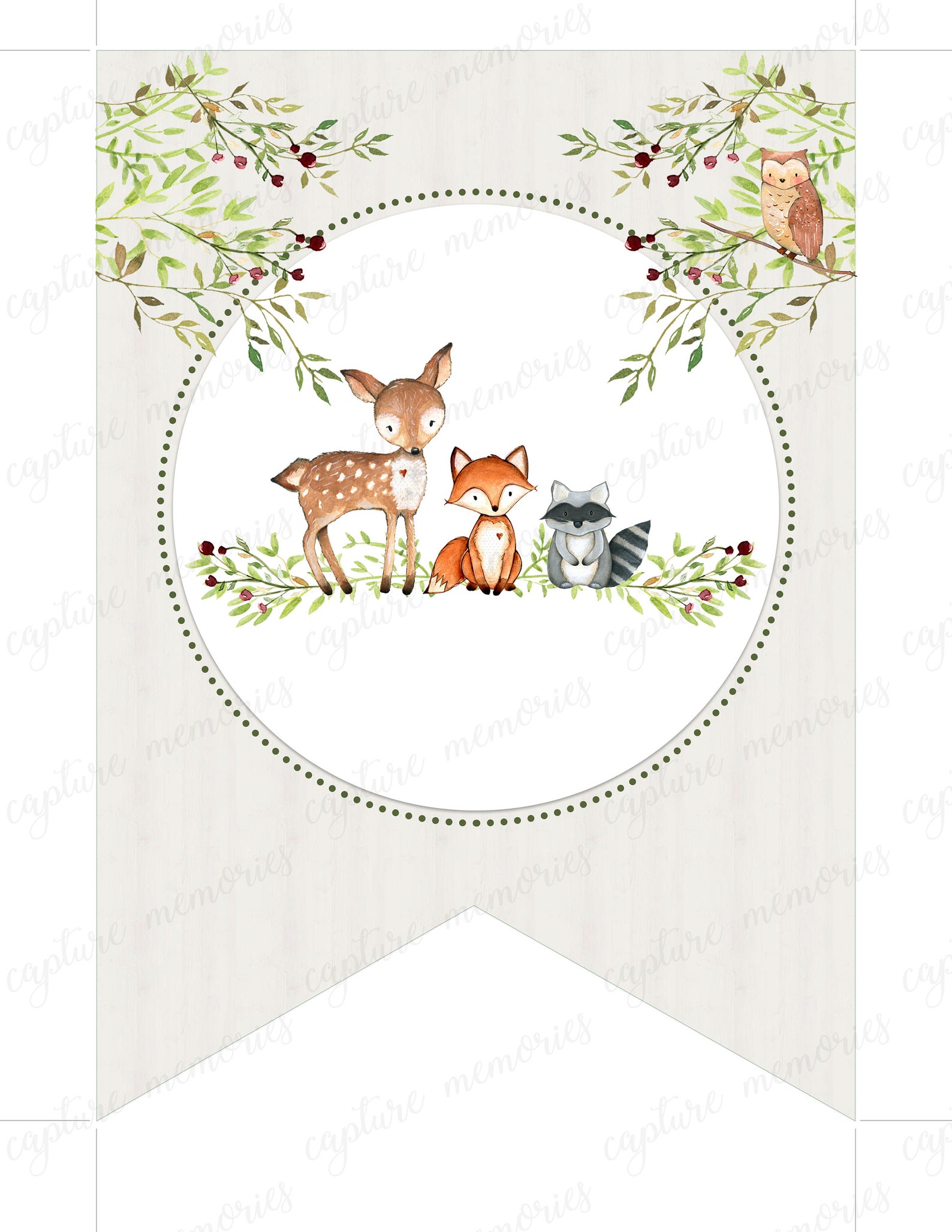 Woodland Greenery Welcome Banner Instant Download Baby - Etsy