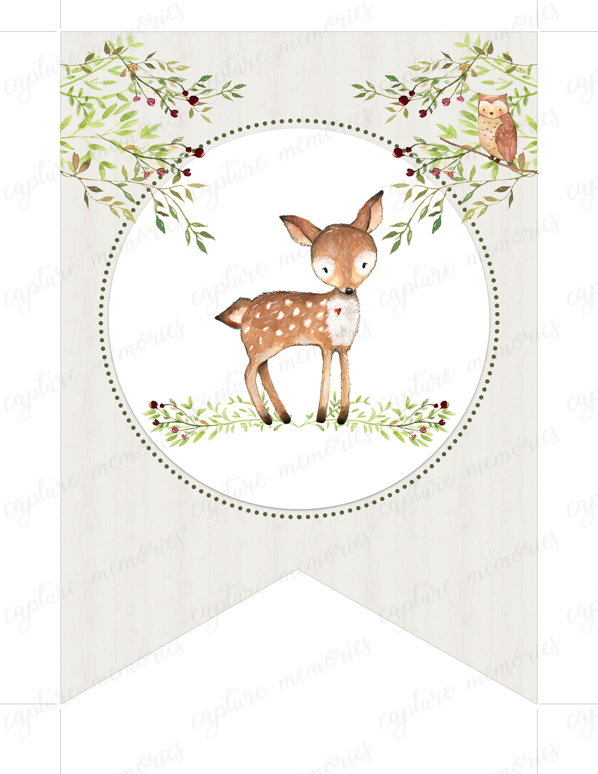 Woodland Greenery Welcome Banner Instant Download Baby - Etsy