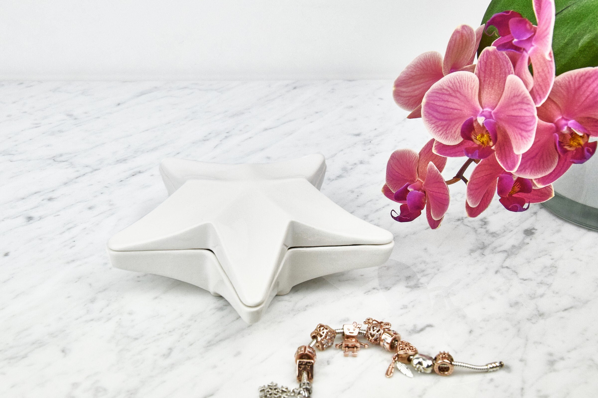 White Star Jewelry Box With Lid, Porcelain Engagement Ring Dish, Sea ...