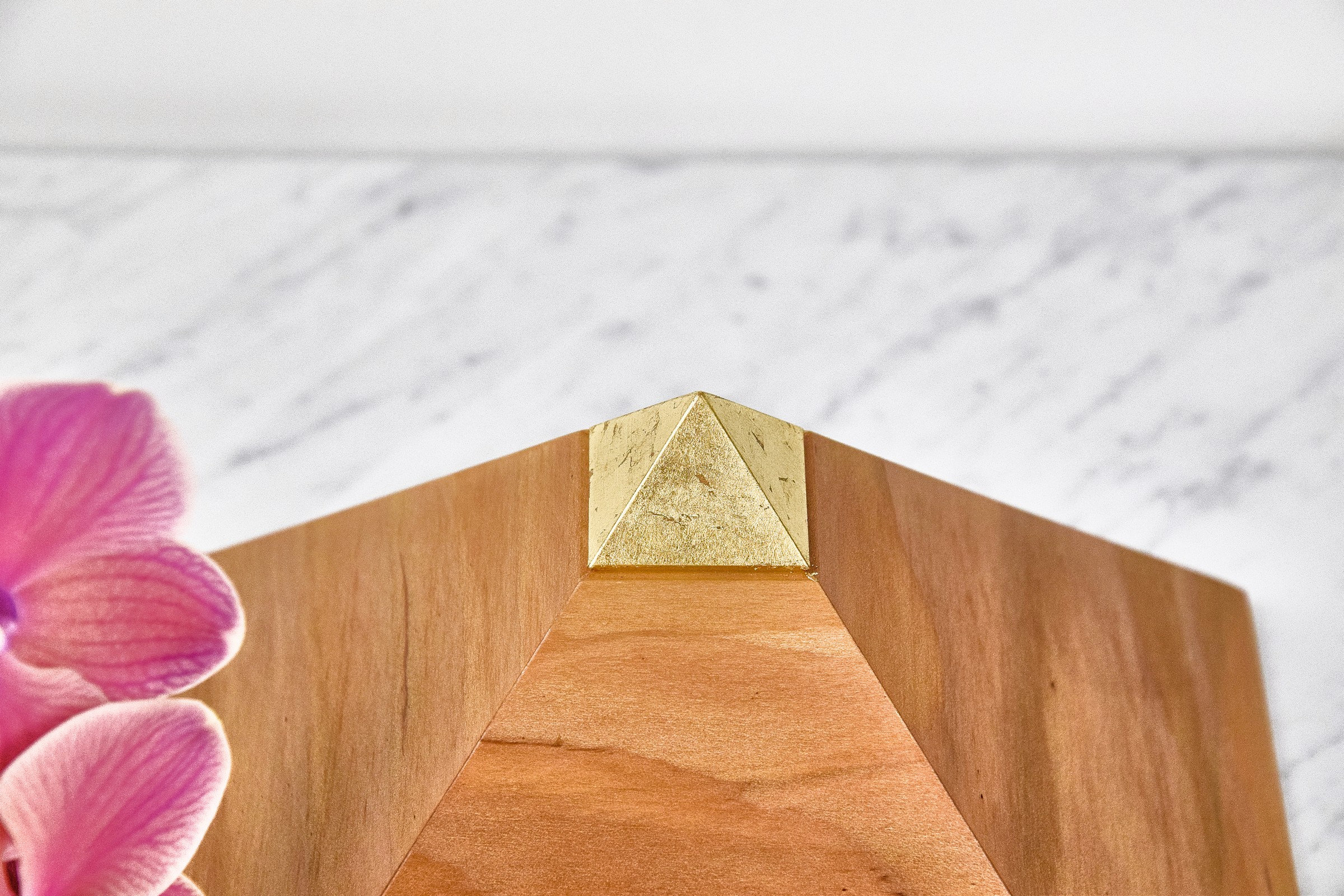 Wooden Pyramid With Gilded Top, Wood Pyramid With Vibhuti, Spiritual ...