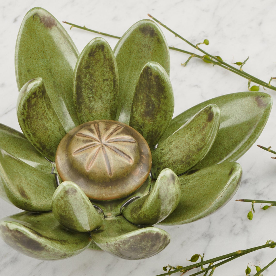 Lotus Green Ceramic Sculptureyoga Meditation Studio - Etsy