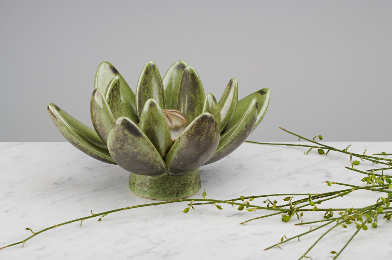 White Porcelain Lotus Sculpture, Housewarming Gift, Lotos Flower Decor ...