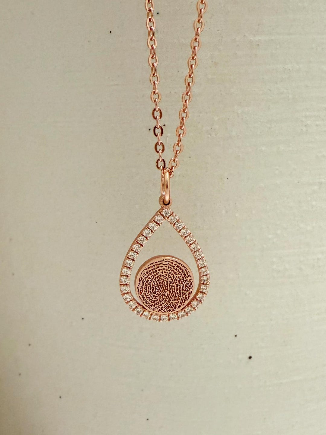 Custom Fingerprint Necklace: Teardrop Birthstone, Sterling Silver or ...