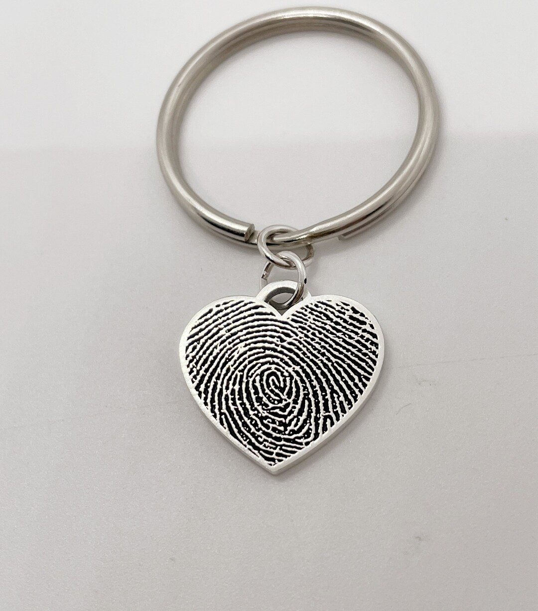 Custom Fingerprint Heart Keychain: Personalized Sterling Silver Gift - Etsy