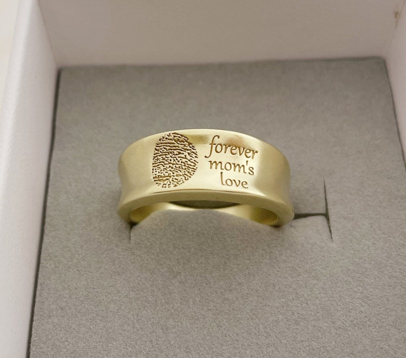 Custom Fingerprint Engraved Sterling Silver Ring: Personalized ...