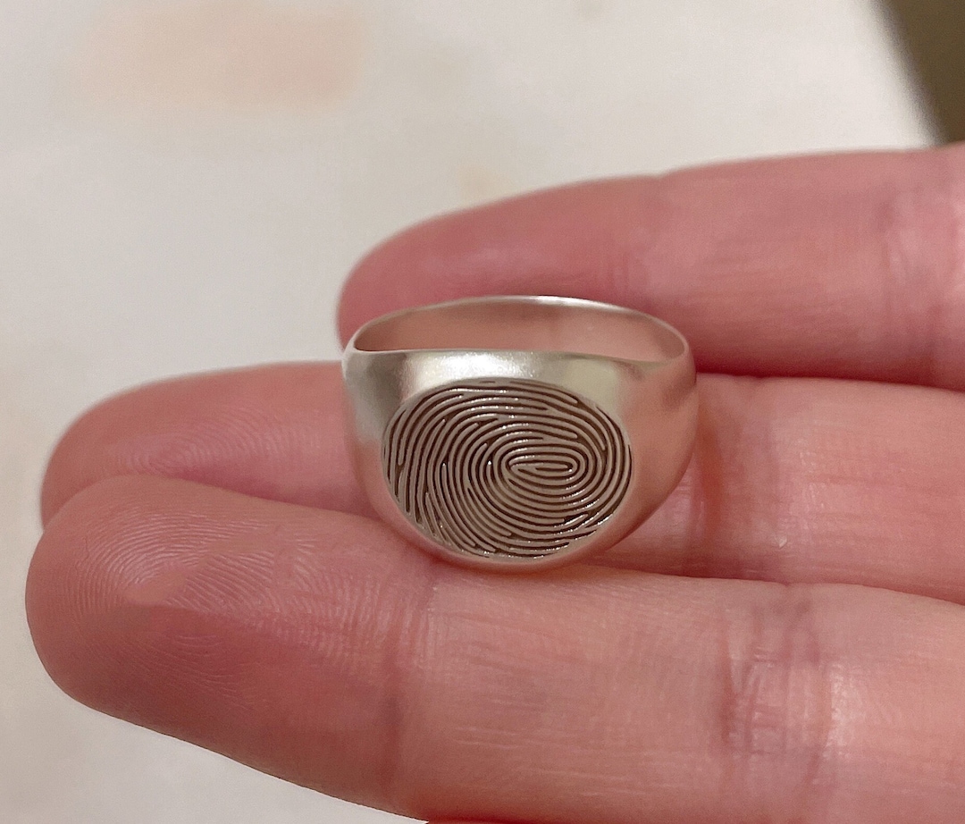 Custom Fingerprint Signet Ring: 14K Gold Filled Memorial Jewelry - Etsy
