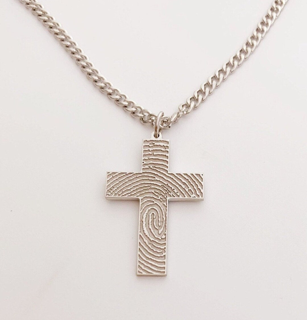 Custom Cross Necklace/cross Charm/custom Fingerprint Necklace/personal ...