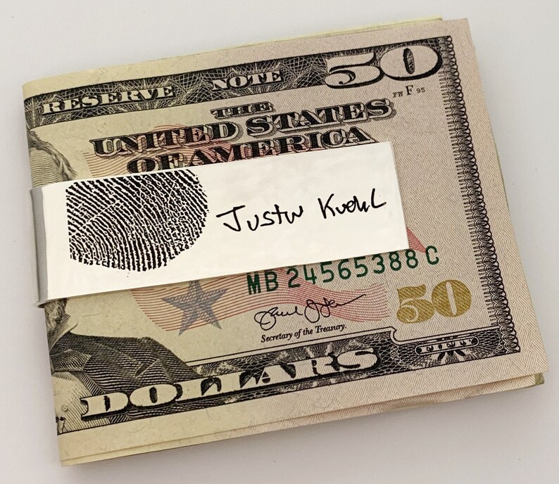 Custom Fingerprint Money Clip: Personalized Handwriting Engraved - Etsy