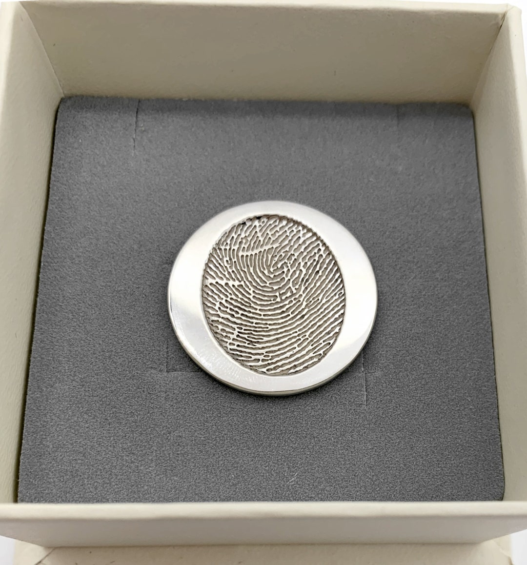 Custom Sterling Silver Fingerprint Memorial Coin/ Personalized Gift for ...