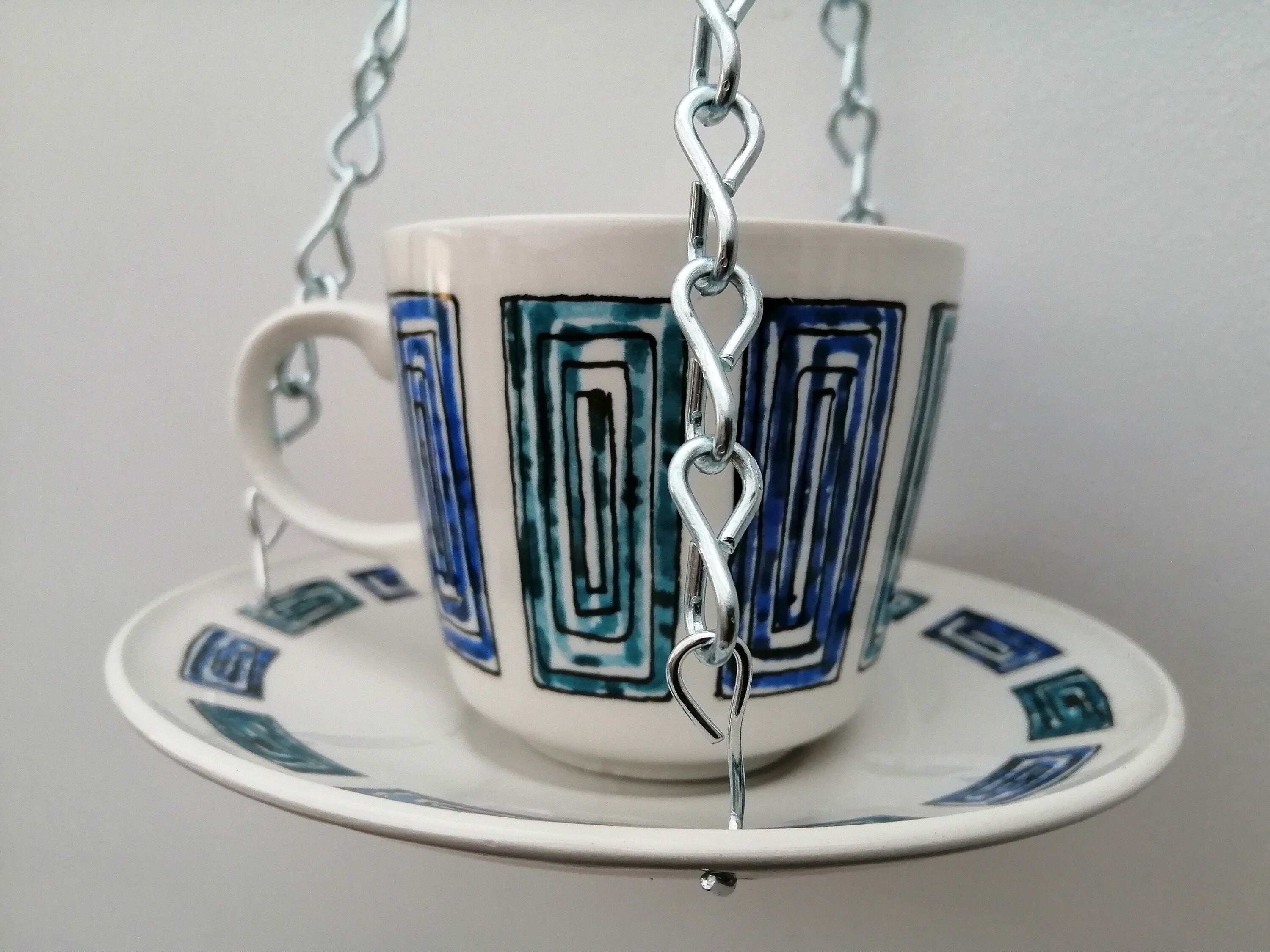 Funky ceramic indoor or outdoor tea cup hanging | Etsy