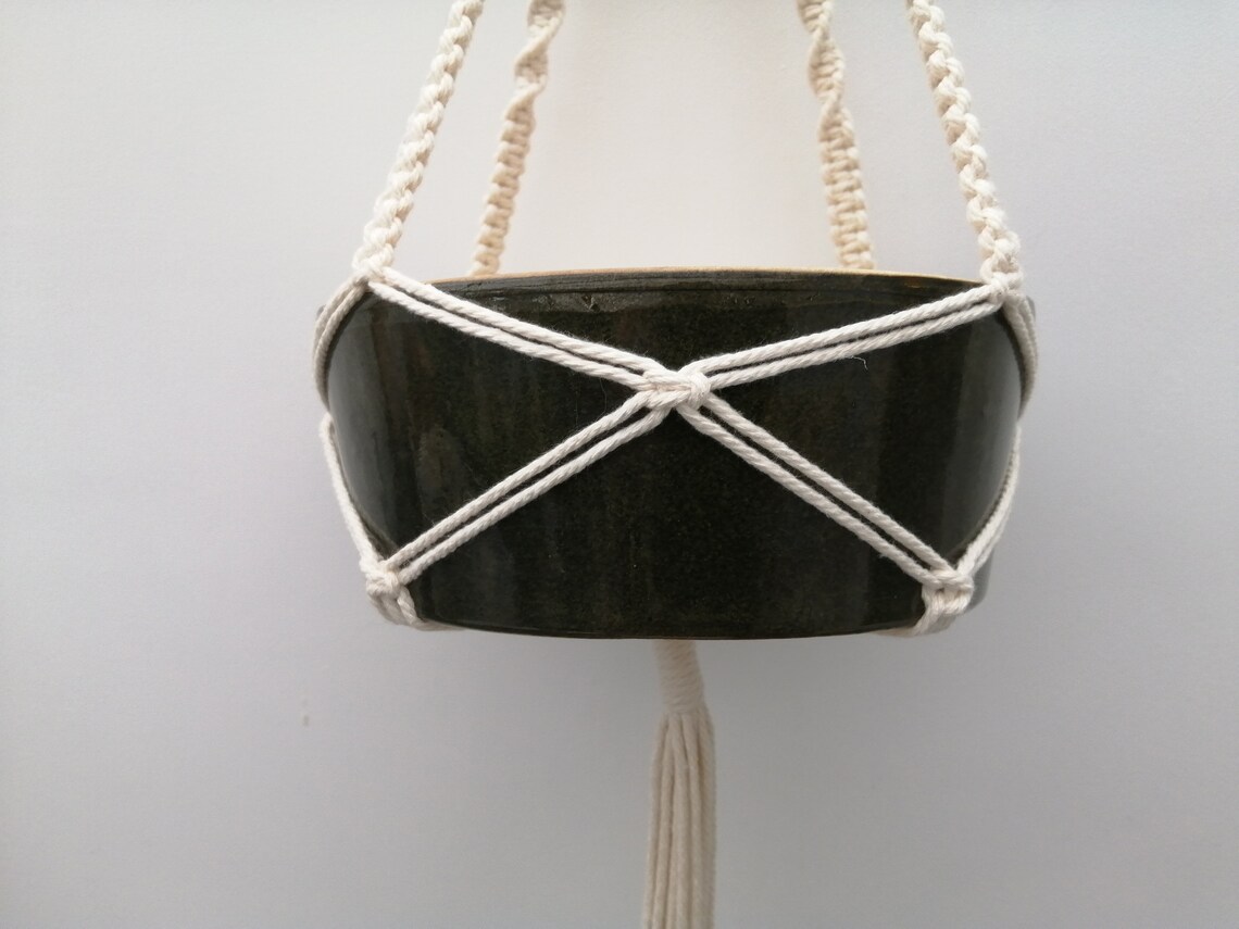 Beautiful Macrame and Vintage Ceramic Hanging Basket/planter. Made ...