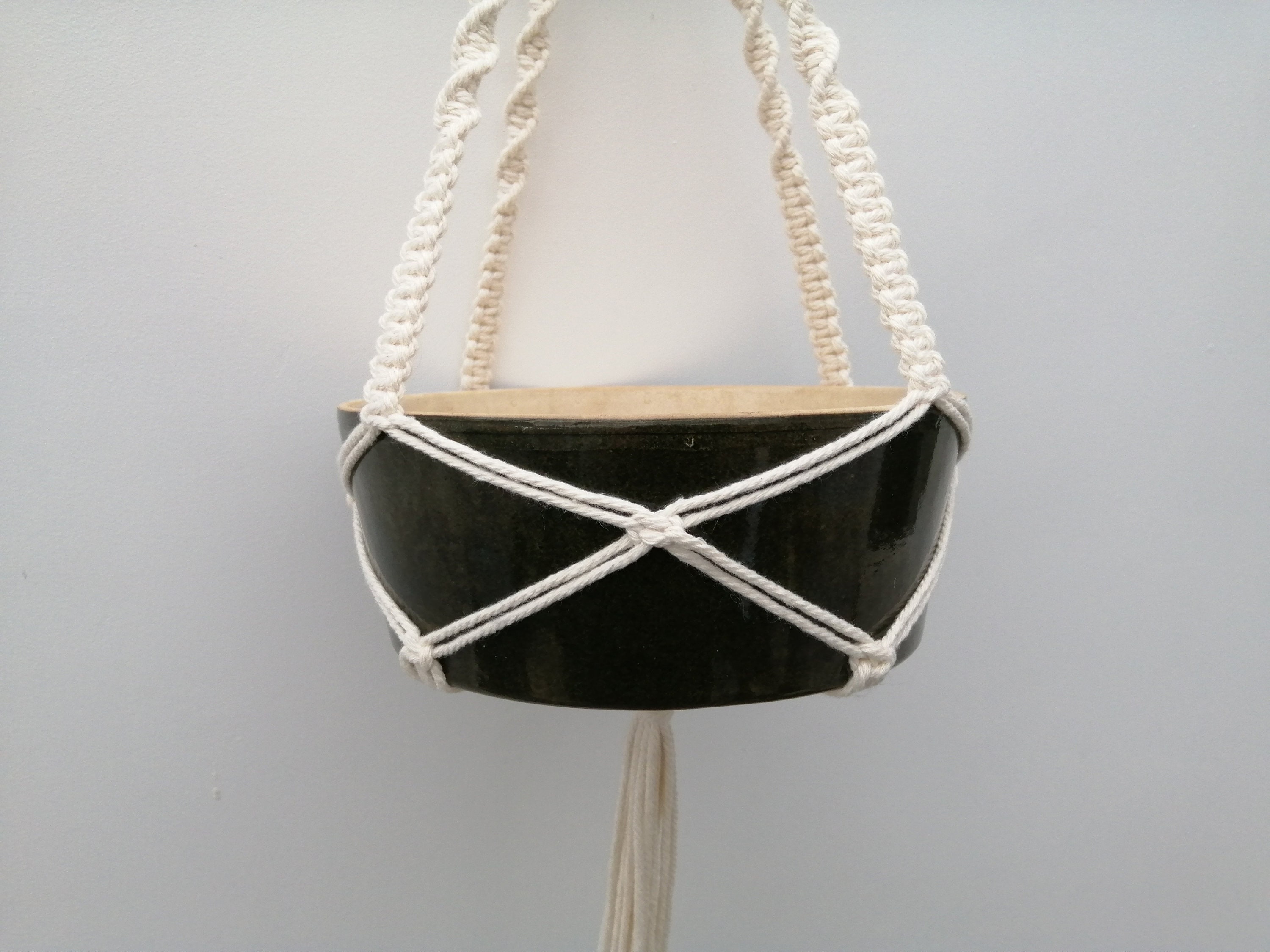 Beautiful Macrame and Vintage Ceramic Hanging Basket/planter. Made ...