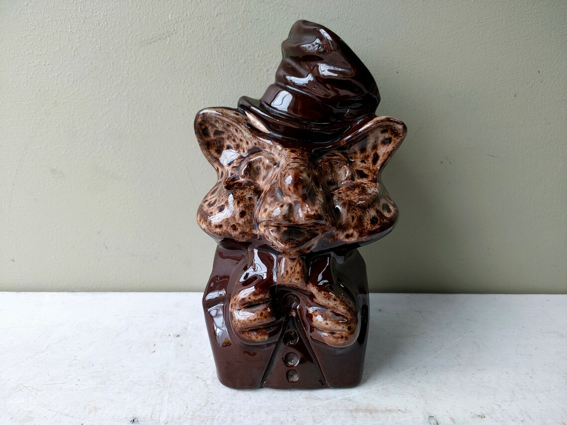 Rare Pottery Money Box in the Shape of a Bear in a Hat. Gorgeous Brown ...