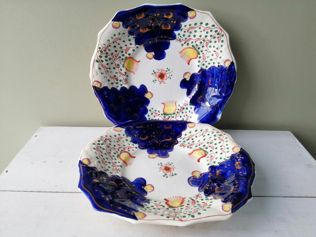 2 Beautiful 19thcentury 10" Gaudy Welsh/swansea Cottage Serving Plates ...