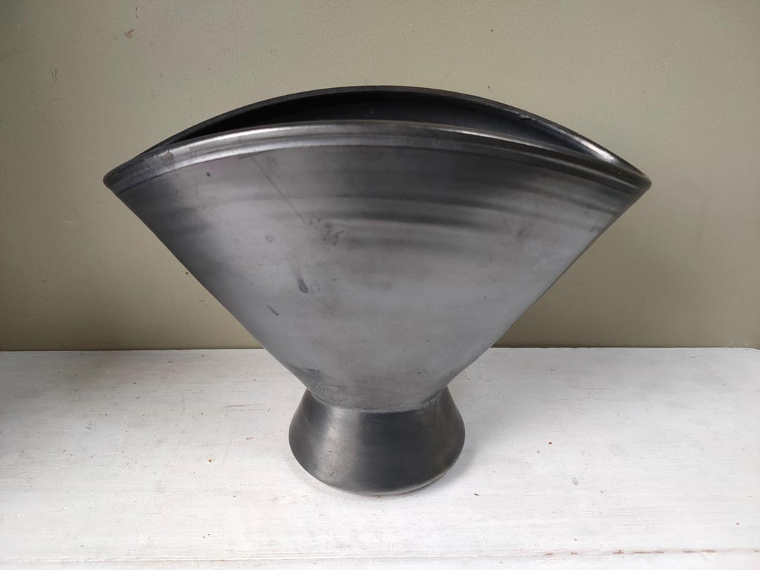 Lovely Vintage Prinknash Pottery Mantle Vase in Black Lustre/gun Metal ...