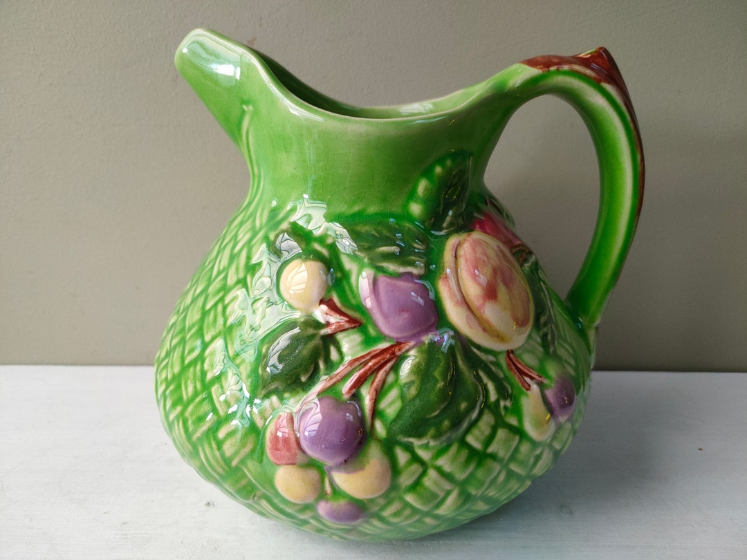 Gorgeous 1930's Shorter and Son Large Pitcher/ Jug. Vivid Green Leaf ...