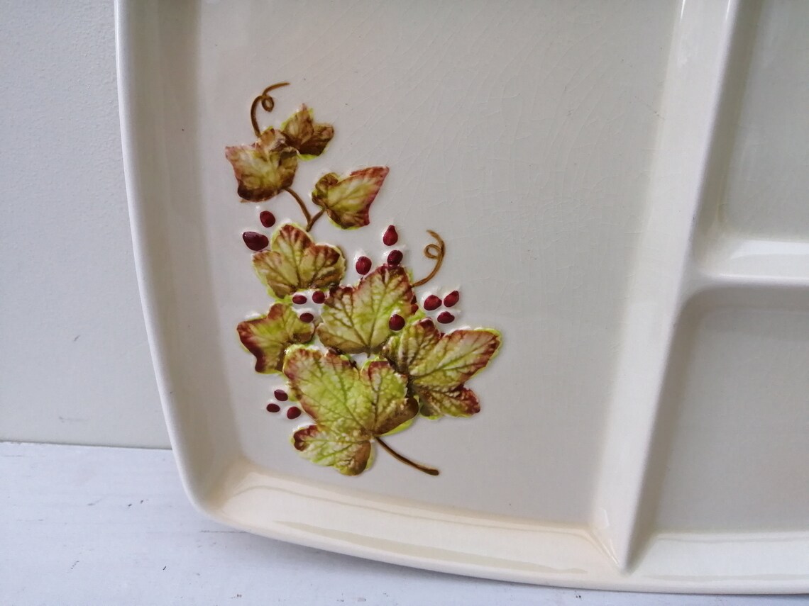 Gorgeous 1950's Carlton Ware Retro Red Current Partitioned Serving Dish ...