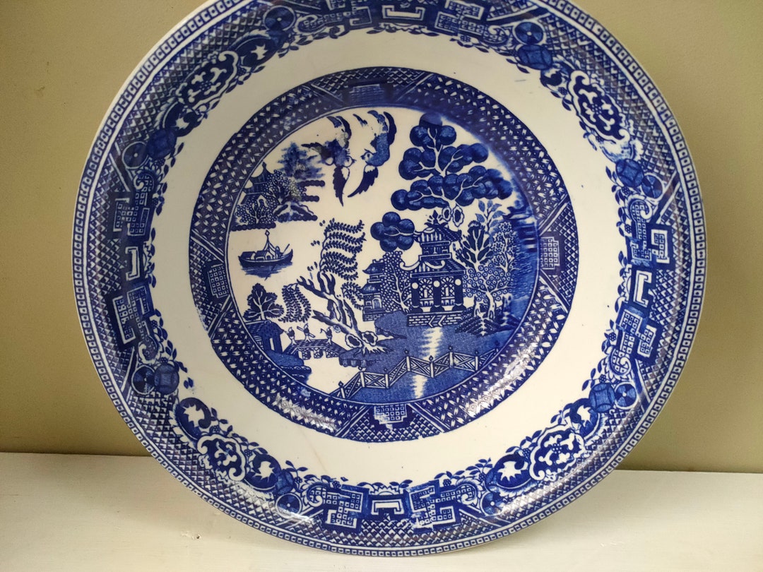 Stunning Antique 8 3/4" Serving Dish/fruit Bowl in Blue and White "old ...