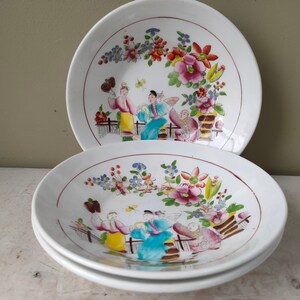 Gorgeous Set of 3 Antique 5 1/2" Saucers/dishes in Brightly Clobbered ...